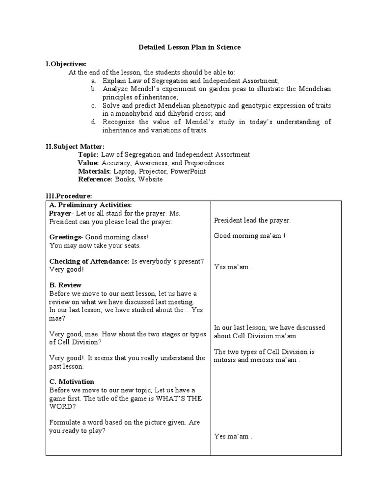 Lesson Plan in Science | PDF | Genotype | Dominance (Genetics)