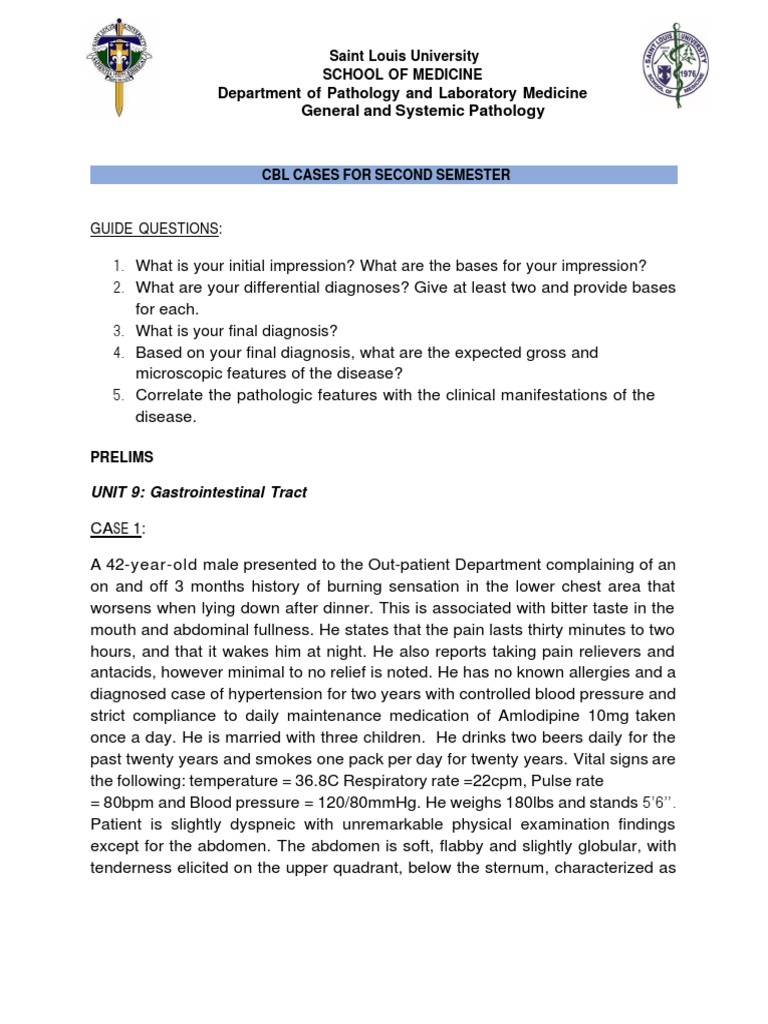 SLU Pathology CBL Cases for Gastrointestinal and Liver Pathology | PDF ...
