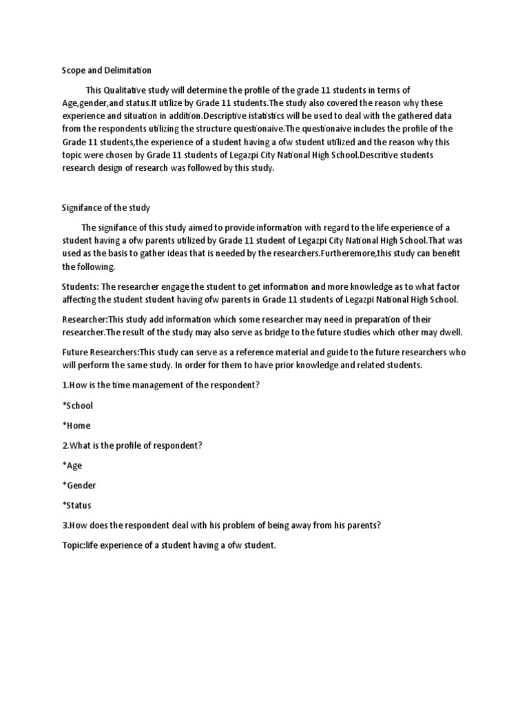 Scope and Delimitation | Download Free PDF | Economies