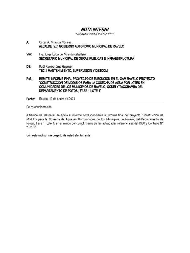 Inf Final Proyecto Cosechando Agua | PDF | Materiales