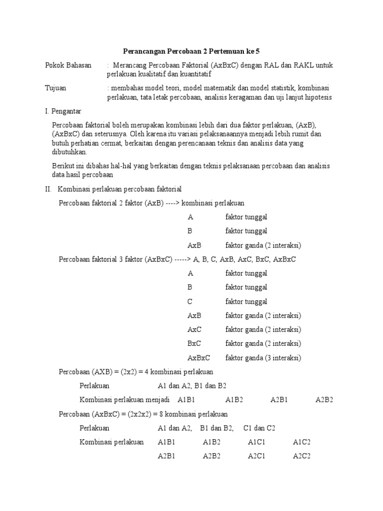 Merancang Percobaan Faktorial AxBxC | PDF