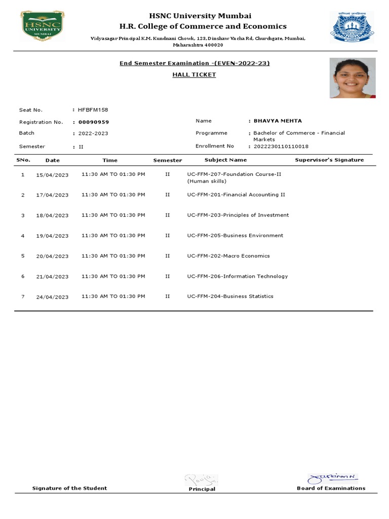 HSNC University Mumbai H.R. College of Commerce and Economics | PDF