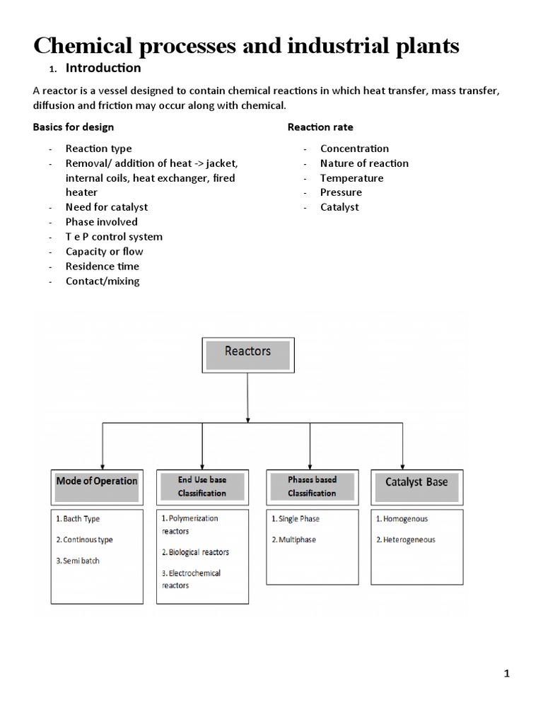 Chemical Processes and Industrial Plants | PDF | Chemical Reactor ...