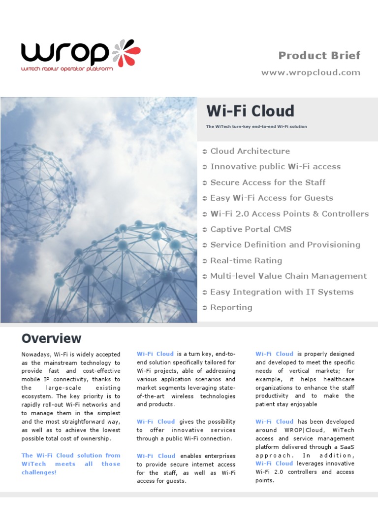 WiTech Wi-Fi Cloud Brochure | PDF | Cloud Computing | Wi Fi