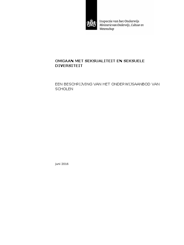 Omgaan Met Seksualiteit en Seksuele Diversiteit: Een Beschrijving Van Het Onderwijsaanbod Van ...