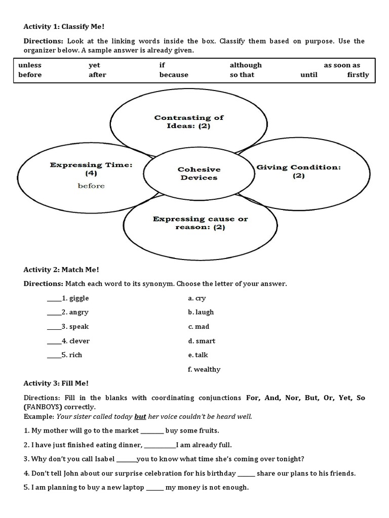 Quiz Cohesive Devices | PDF