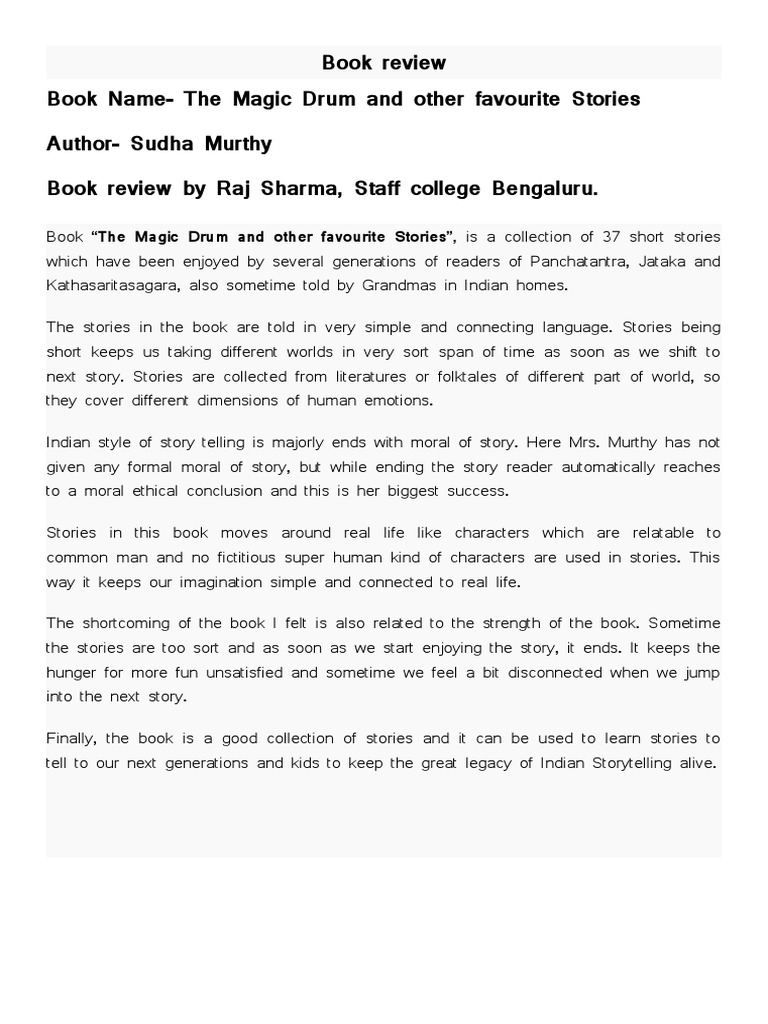 Review of "The Magic Drum" by Sudha Murthy | PDF