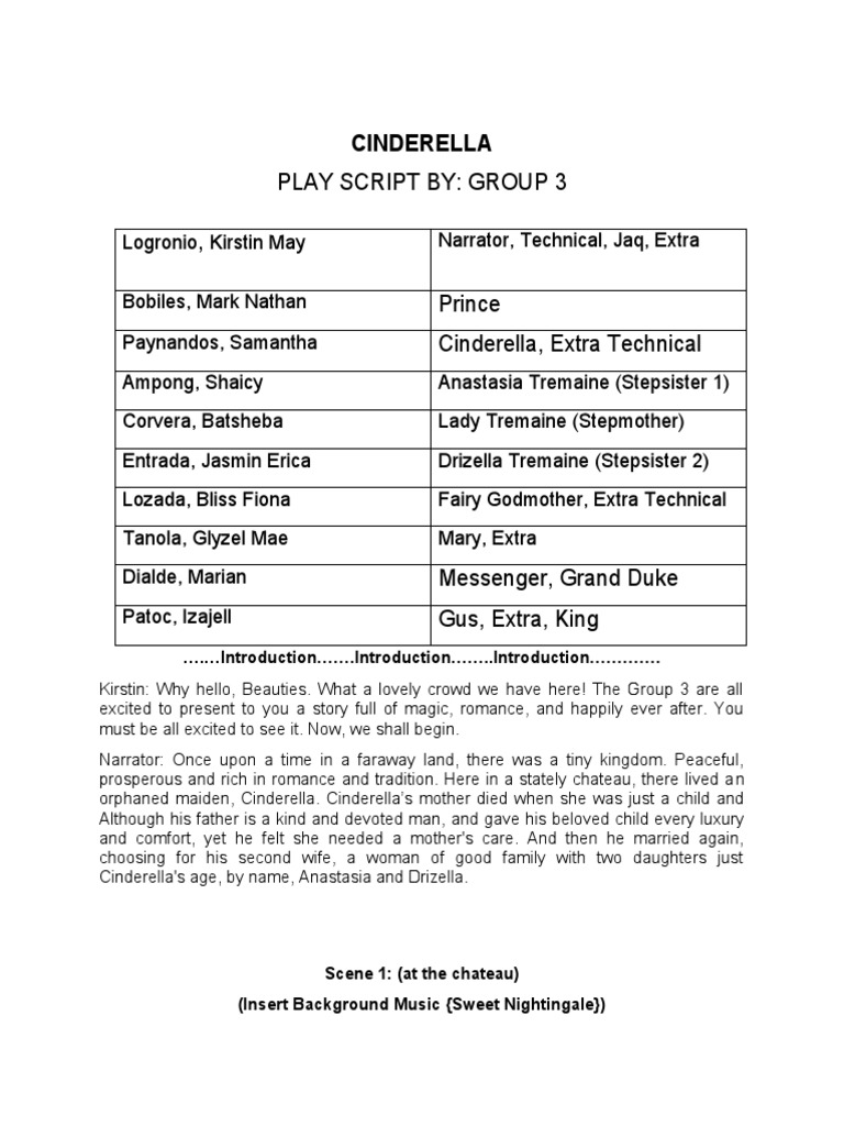 Final Script - Cinderella | PDF | Cinderella | Fairies