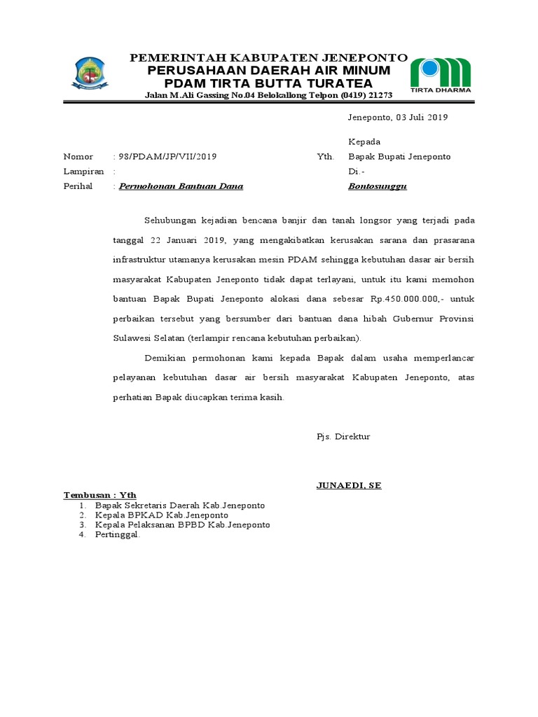 Surat Pdam 2019 | PDF