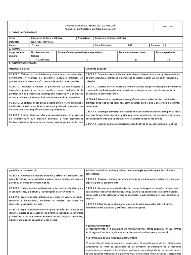 ECA -OCTAVO-PCA | PDF | Aprendizaje | Evaluación
