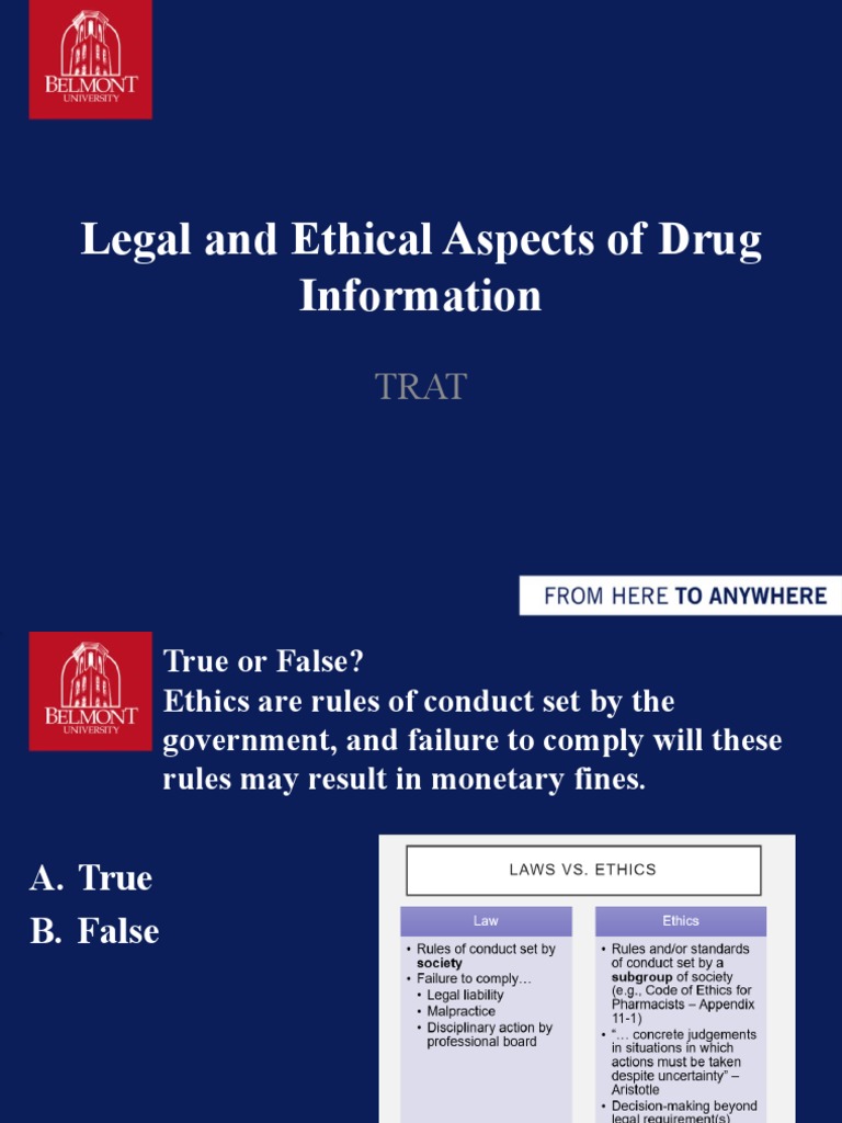 Legal and Ethical Aspects of Drug Information Trat | PDF