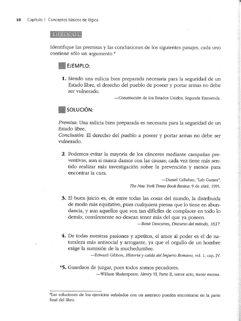 Ejercicios (Lógica, Premisas, Argumentos y Conclusiones) | PDF