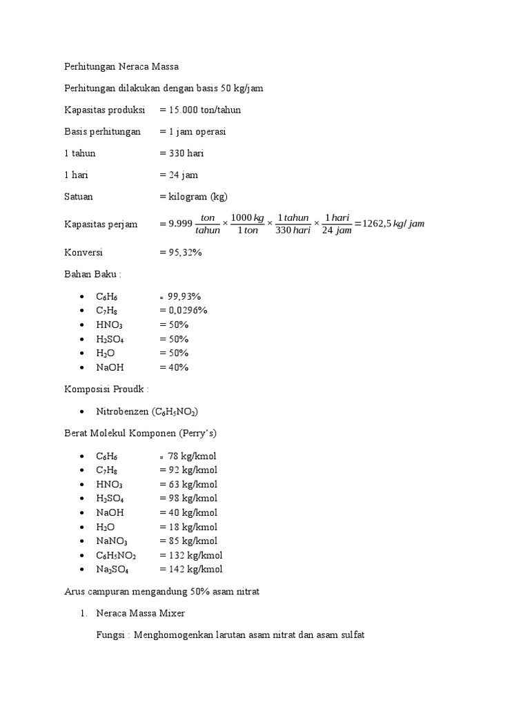 Perhitungan Neraca Massa | PDF