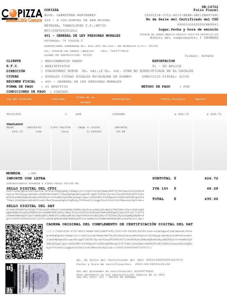 Moneda Importe Con Letra Subtotal $ 426.72: Traslados | PDF | Gobierno ...