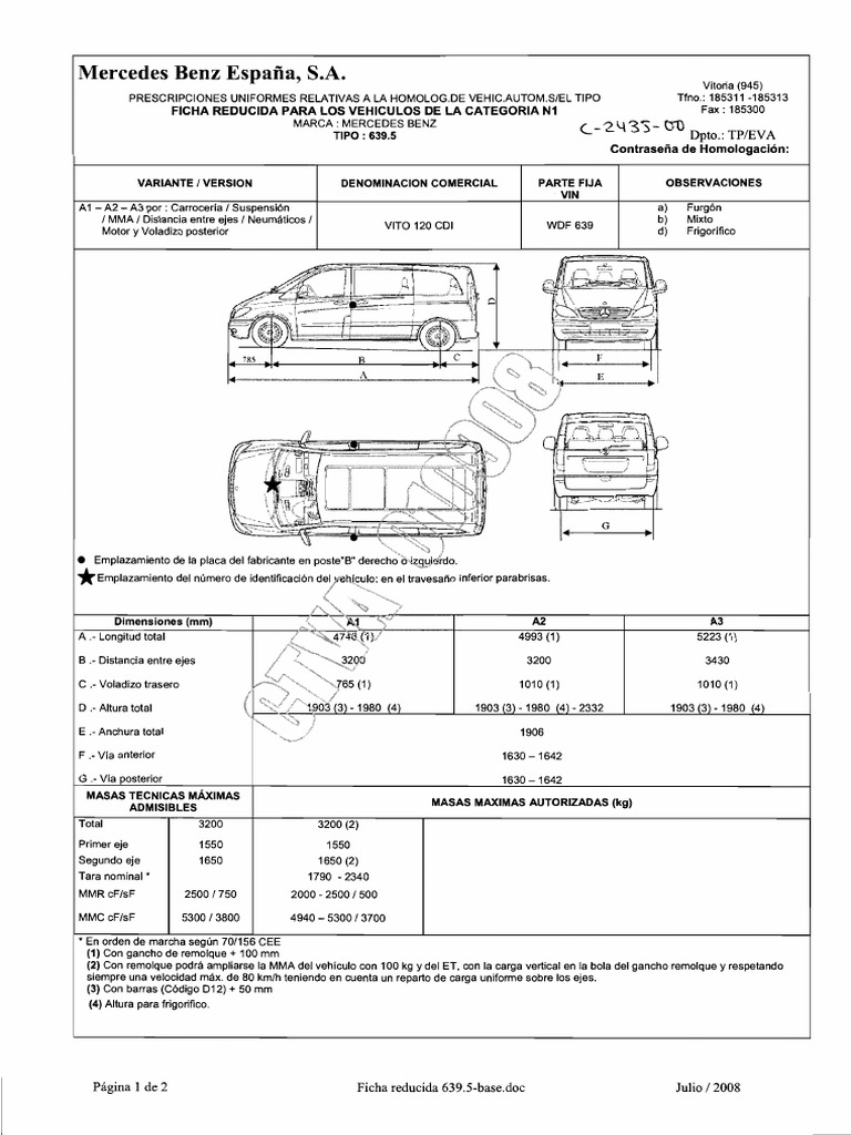Ficha Reducida Vito c-2435-00 - FR | PDF