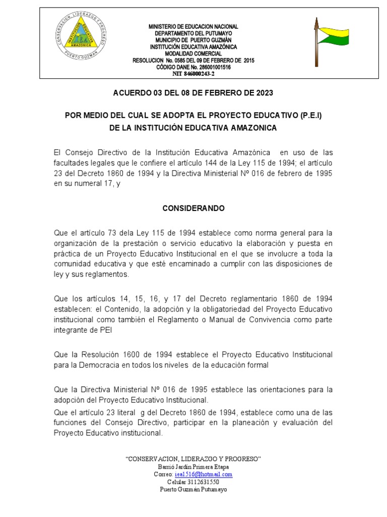 Acuerdo 003 PEI 2023 | PDF
