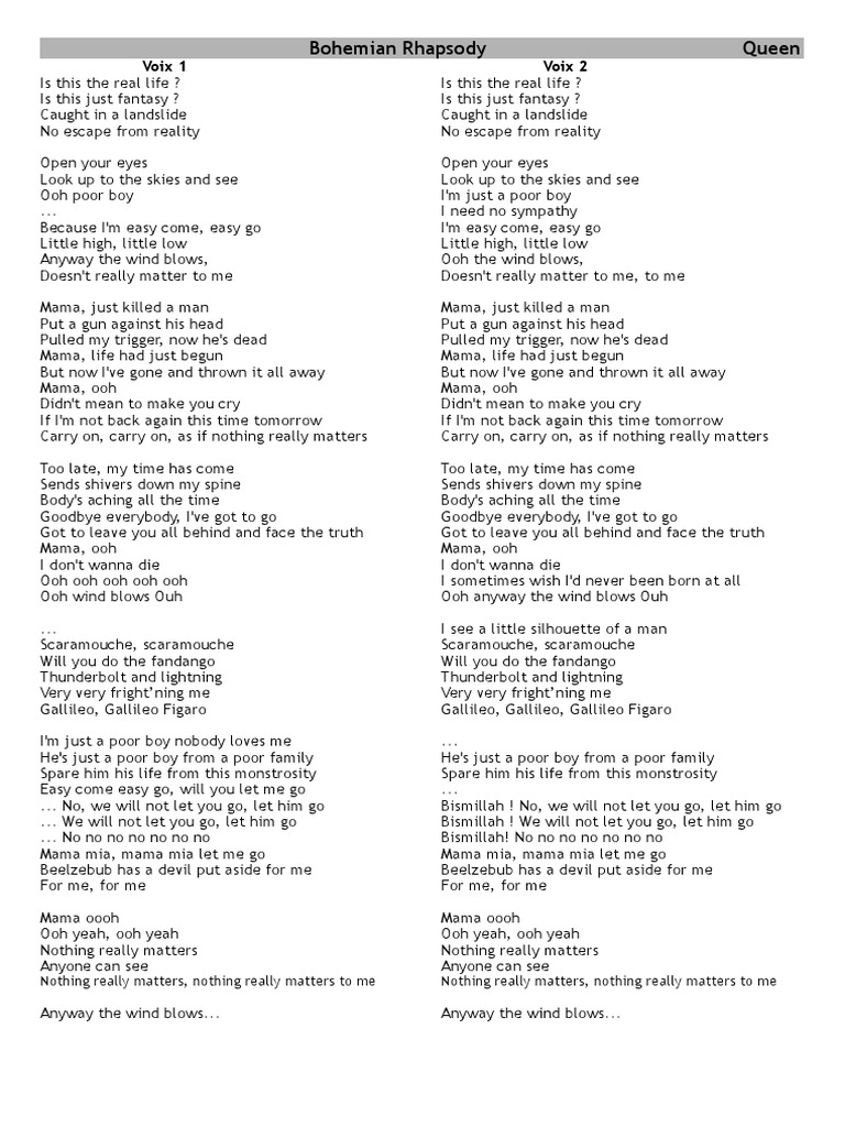 Bohemian Rhapsodie (Élève) | PDF