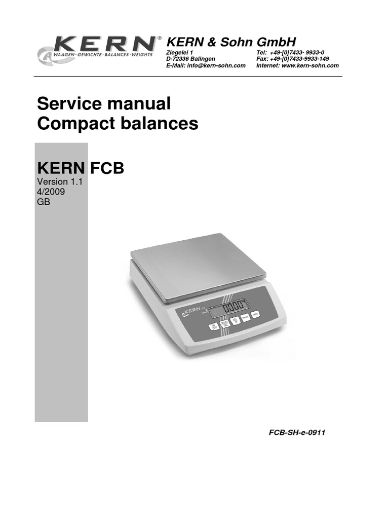 Service Manual Compact Balances: Kern FCB | PDF | Analog To Digital Converter | Amplifier
