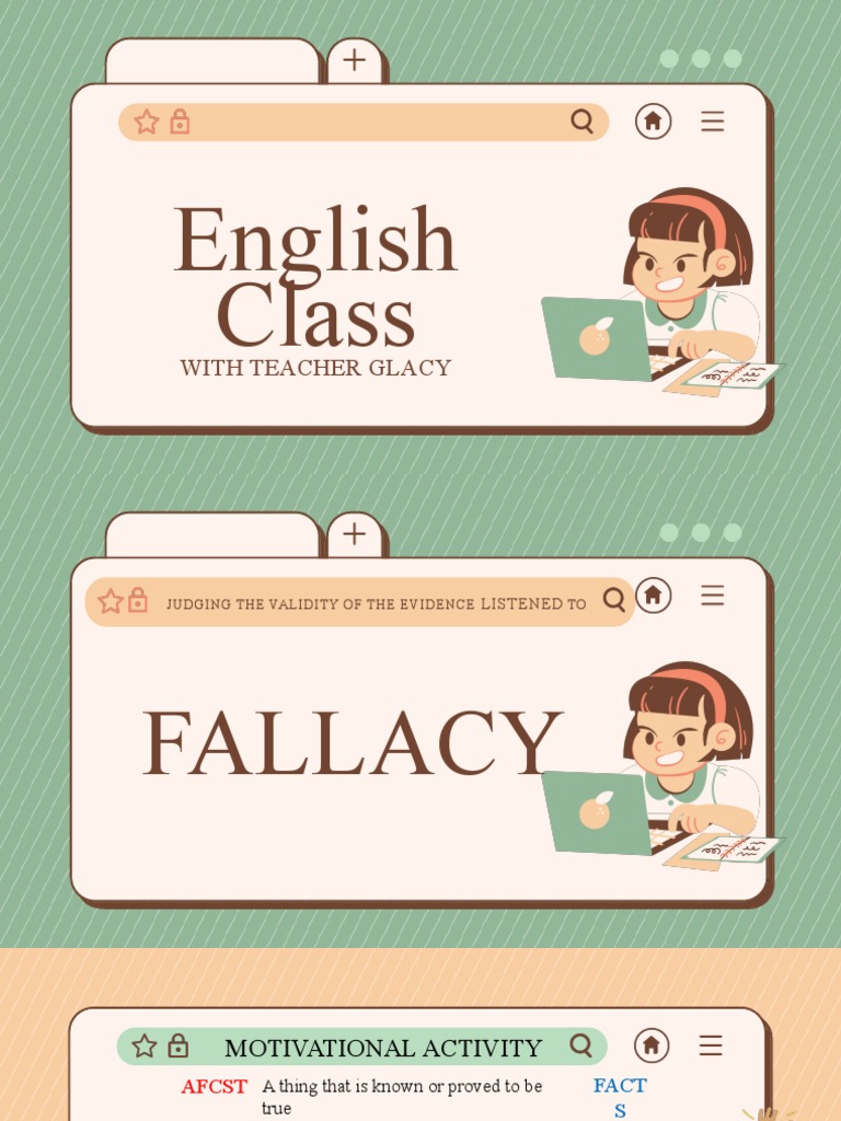 English Class: With Teacher Glacy | PDF | Fallacy | Cognition