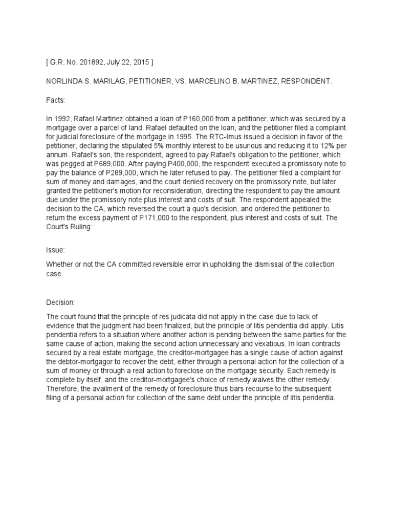 Norlinda S. Marilag vs. Marcelino B. Martinez | PDF | Finance & Money ...