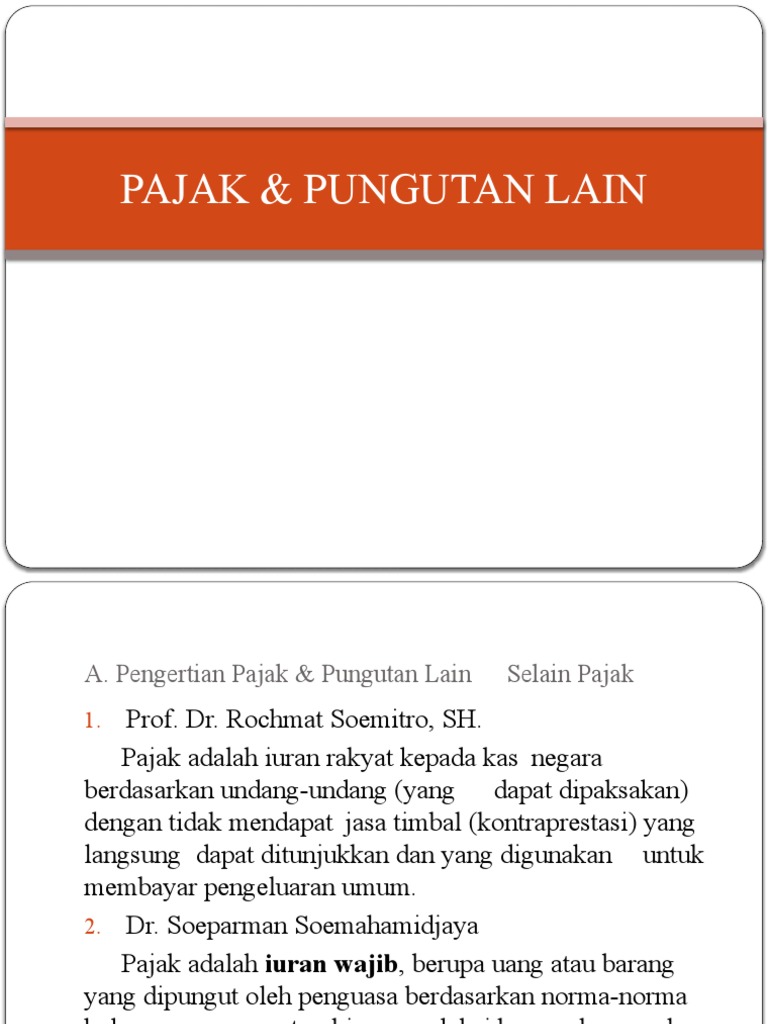 Definisi Pajak dan Pungutan Lain | PDF | Pengelolaan Keuangan & Uang ...