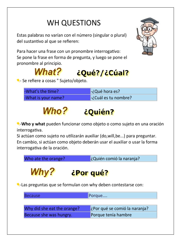 Wh Questions | PDF