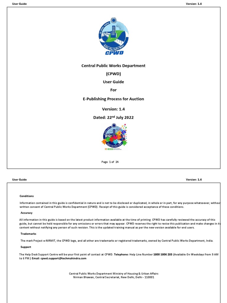 Central Public Works Department (CPWD) User Guide For E-Publishing ...