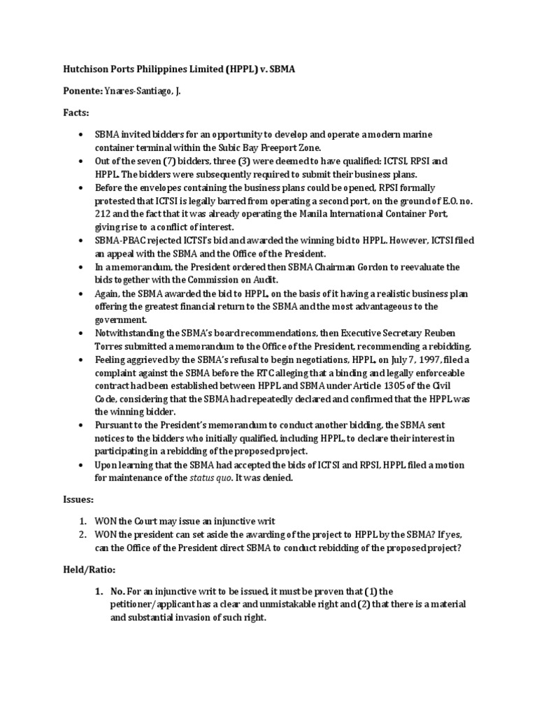 Hutchison Ports v. SBMA | PDF | Justice | Crime & Violence
