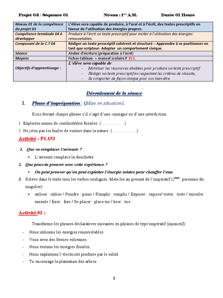 Texte prescriptif sur les énergies renouvelables | PDF | Énergie ...