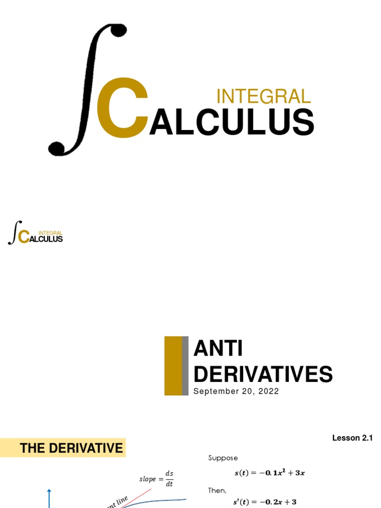 9 20 22 Lesson 1 Antiderivatives | PDF | Integral | Calculus
