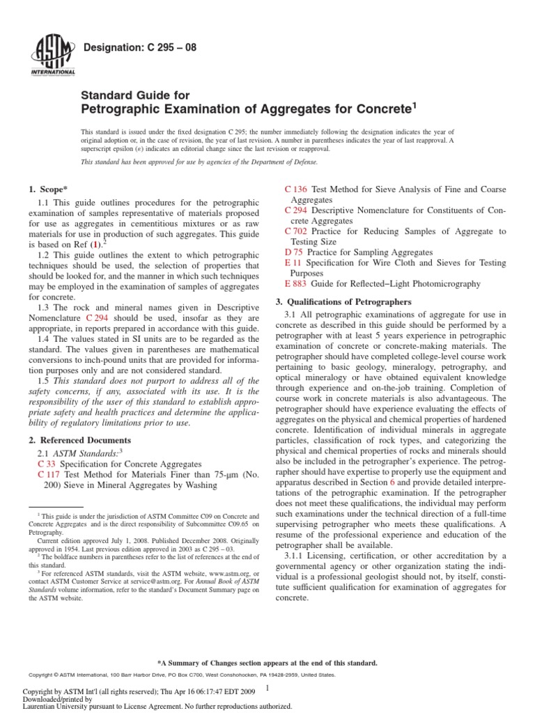 Astm C-295 | PDF | Concrete | Sampling (Statistics)