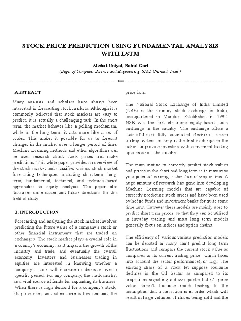 Research Paper | PDF | Stocks | Forecasting