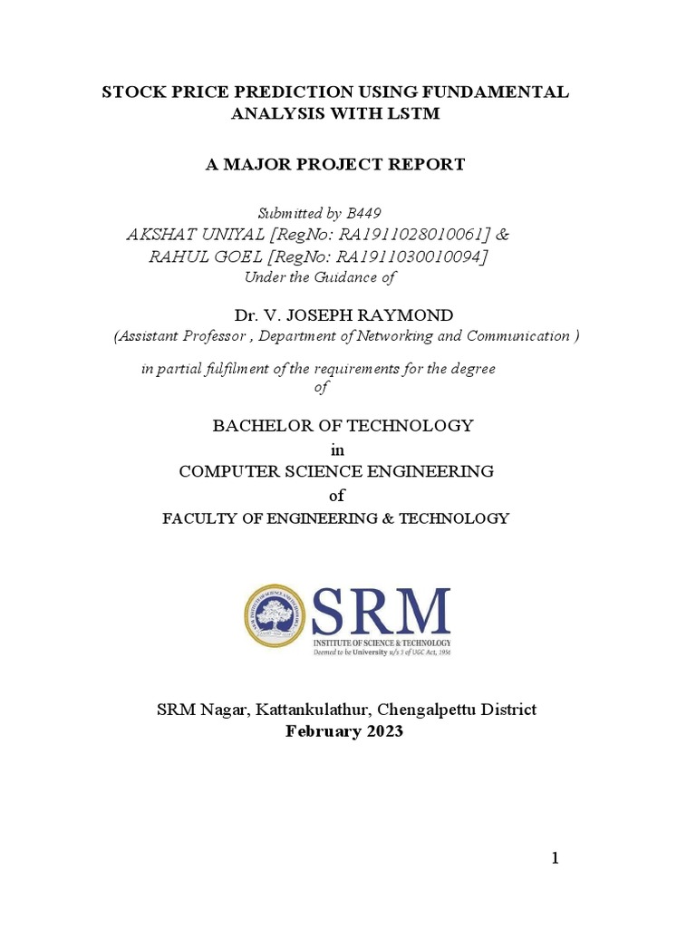 Major - Project Report | PDF | Stocks | Machine Learning