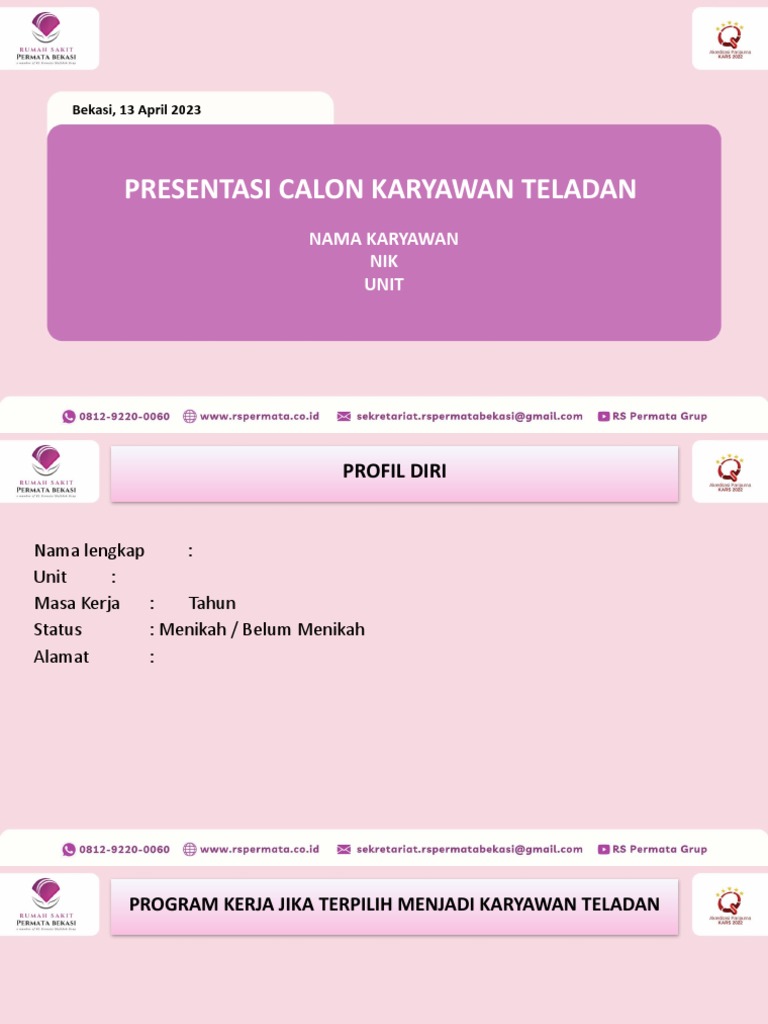 Presentasi Calon Karyawan Teladan: Nama Karyawan NIK Unit | PDF