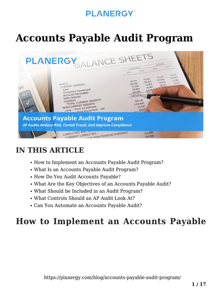 Accounts Payable Audit Program | PDF | Accounts Payable | Audit