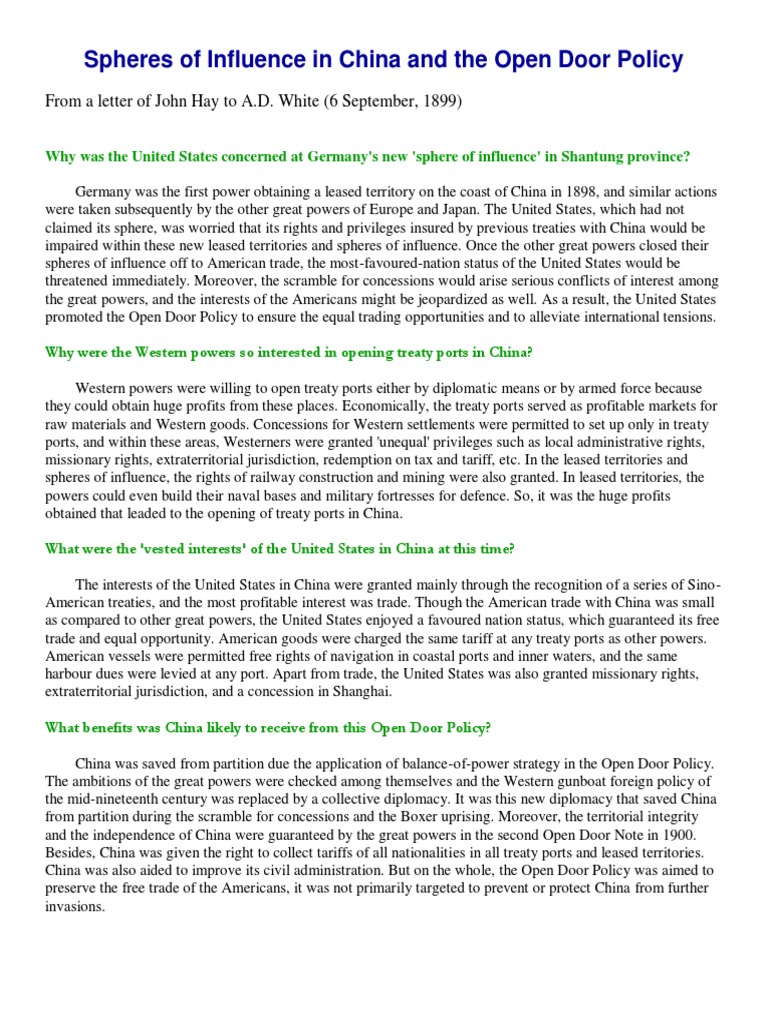 Open Door Policy | PDF | Global Politics | International Relations
