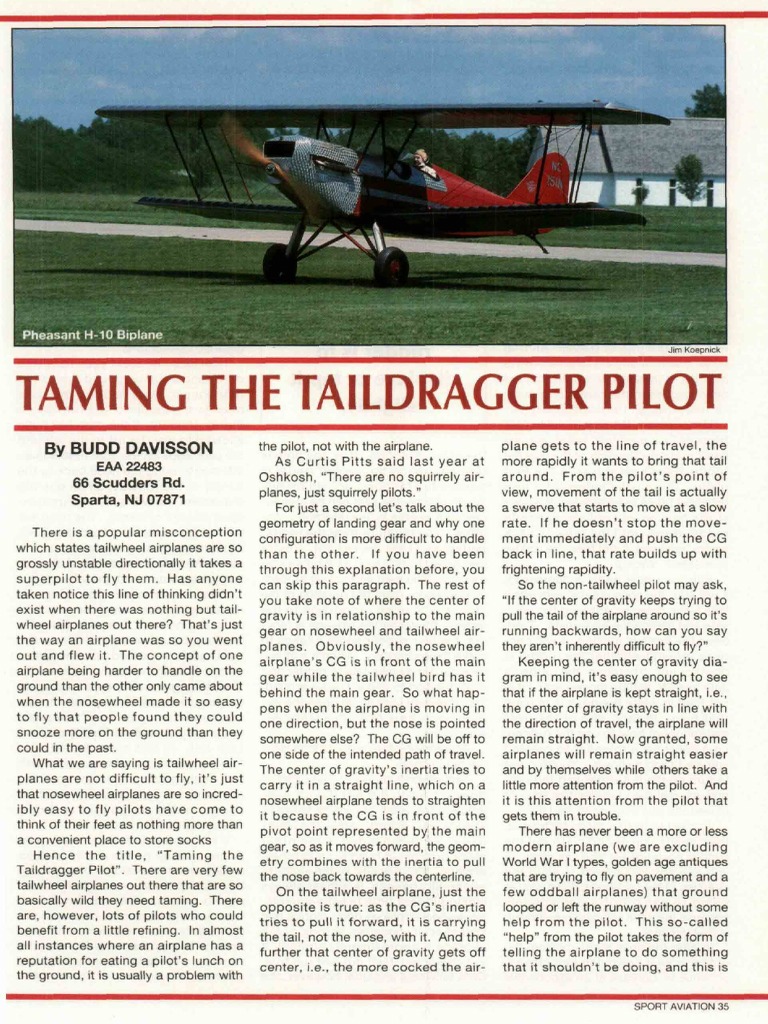 Taming Taildragger Pilots: Insights | PDF | Airplane | Aviation