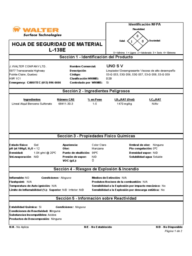 DESENGRASANTE | PDF | Agua | Sustancias químicas
