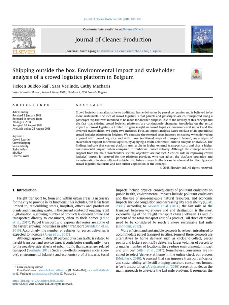 Shipping Outside The Box. Environmental Impact and Stakeholder Analysis ...