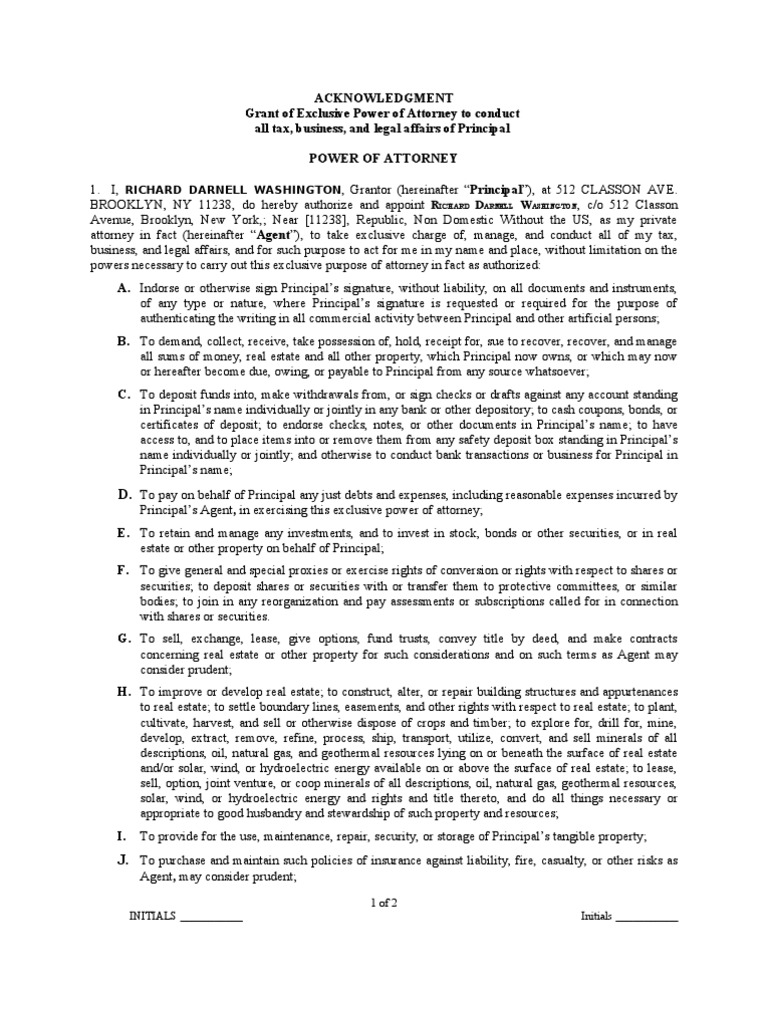 1-3 Power of Attorney - RDW09221985POA0001 | PDF | Power Of Attorney ...