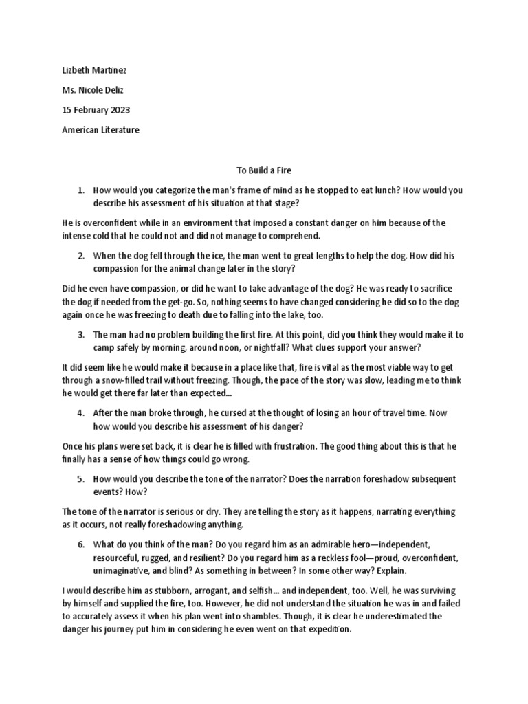 To Build A Fire | PDF