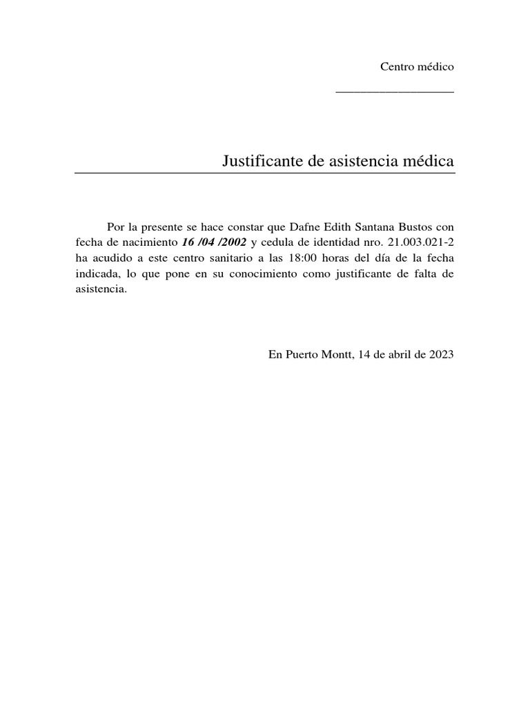 Justificante de Asistencia Médica | PDF