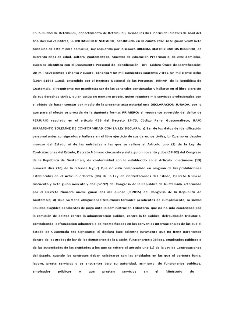Declaracion Jurada 029, 2023 | PDF | Guatemala