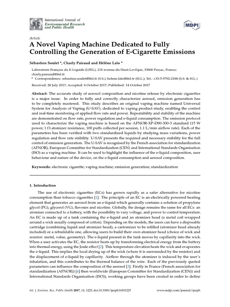 A Novel Vaping Machine Dedicated To Fully Controlling The Generation of ...