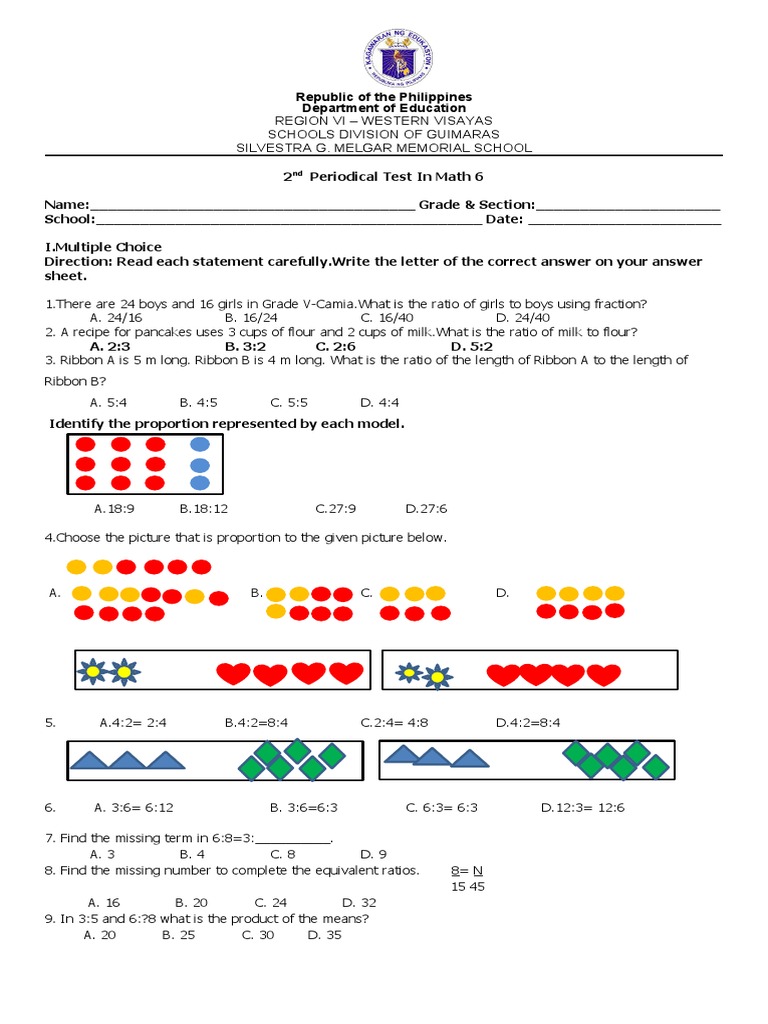 2nd Periodical Test in Math 6 | PDF | Exponentiation | Multiplication
