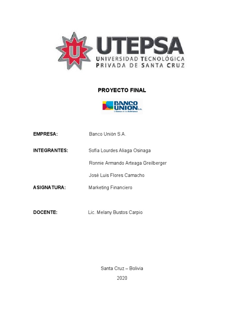 Proyecto Final Marketing Financiero | PDF | Bancos | Producto Interno Bruto