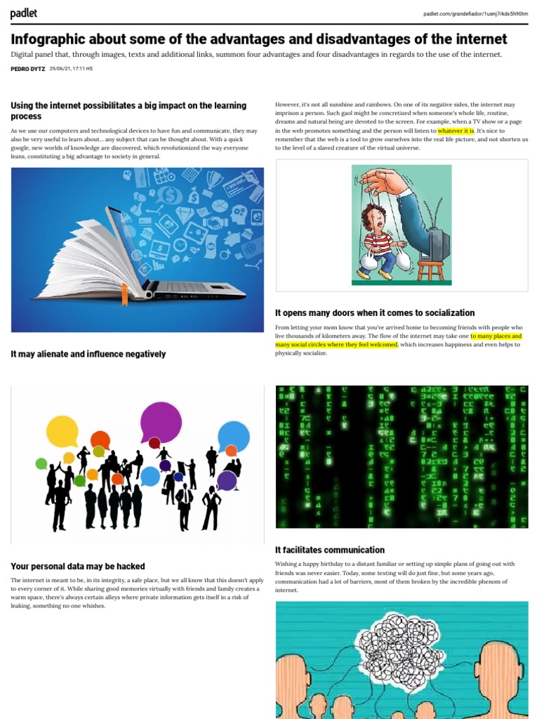 Internet advantages and disadvantages infographic | PDF | Internet ...