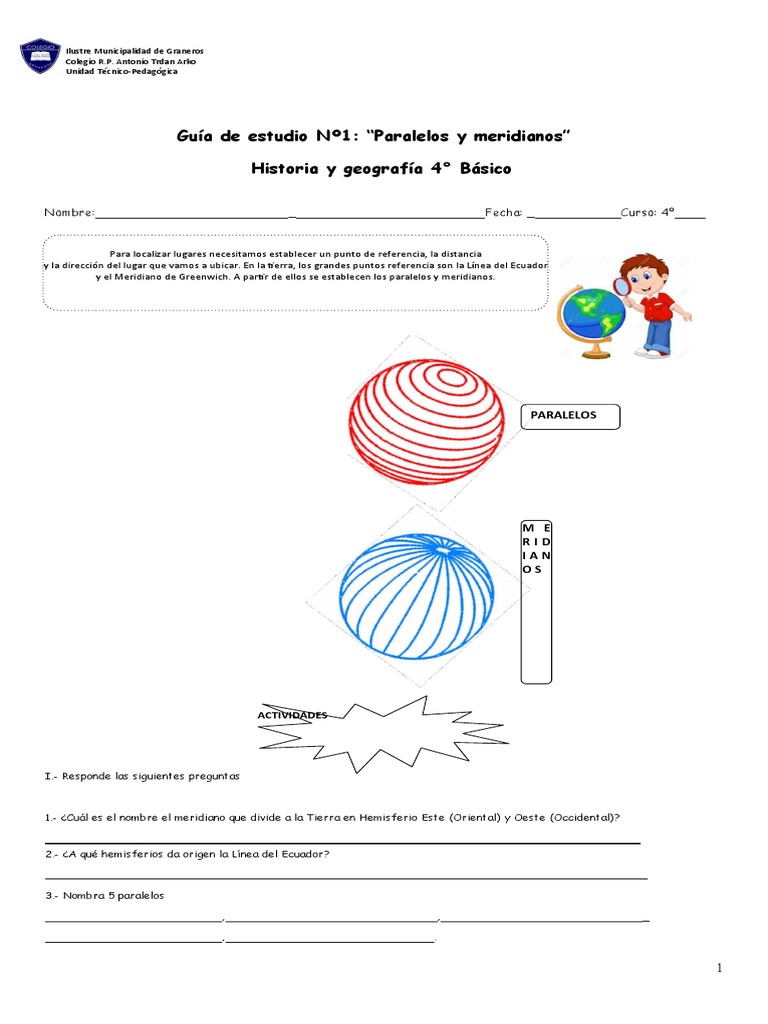 Paralelos y Meridianos 4° Básico | PDF | Ecuador | Cartografía