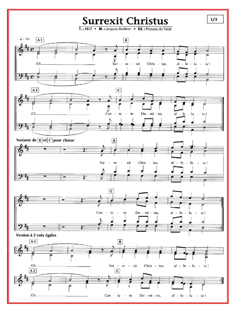 Surrexit Christus Alleluia J. Berthier Extrait Taize | PDF