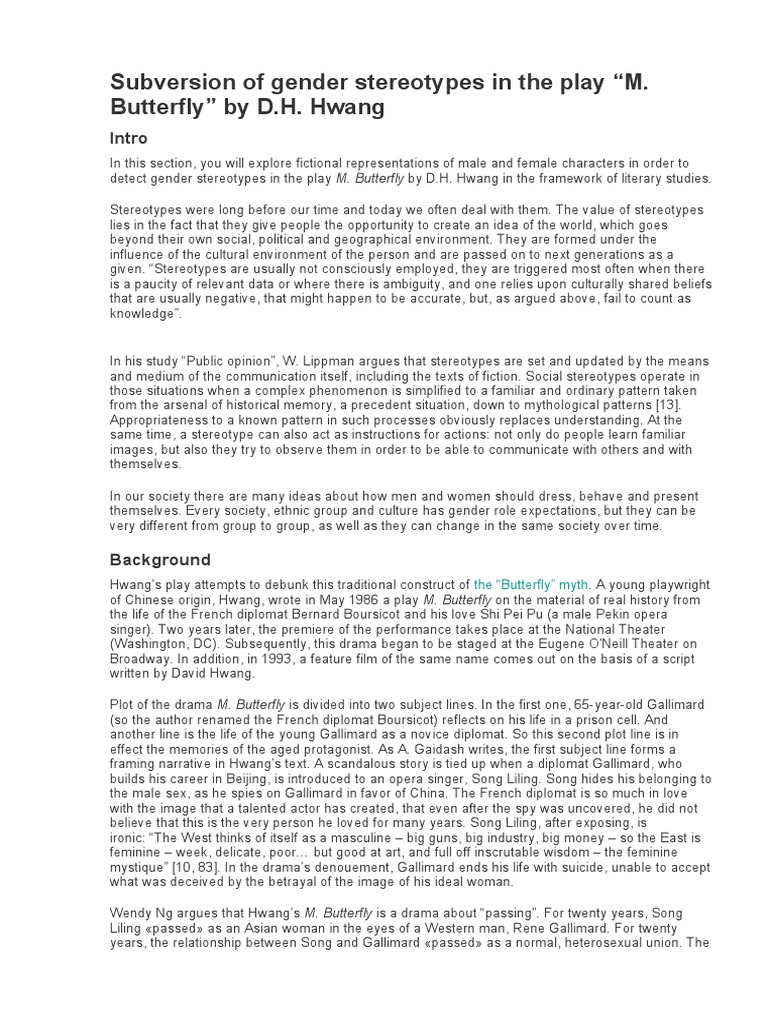 Subversion of Gender Stereotypes in The Play | PDF | Stereotypes